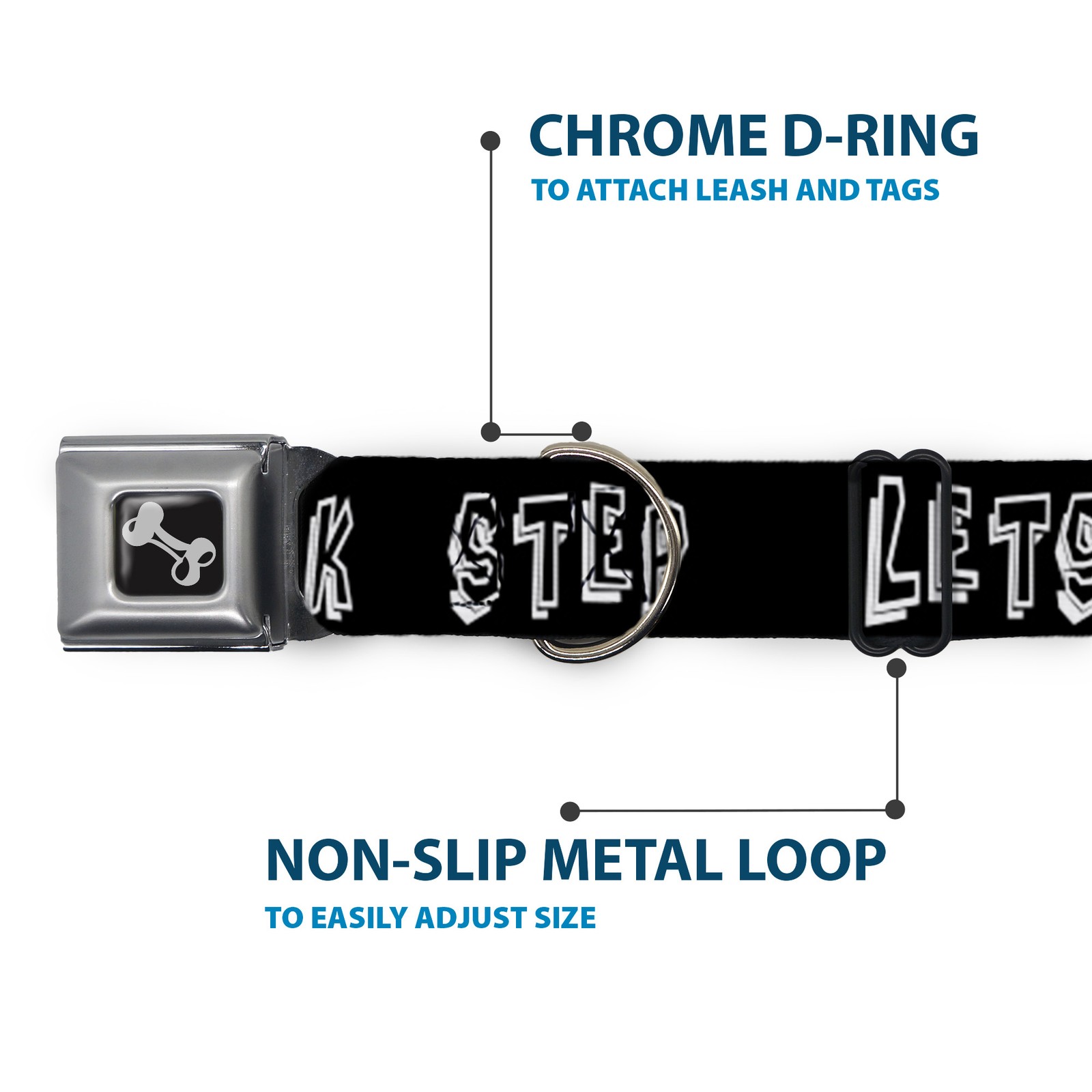 Dog Collar Bone LETS DUB TO F**K STEP Black/White Small 9.5-13" (US ...