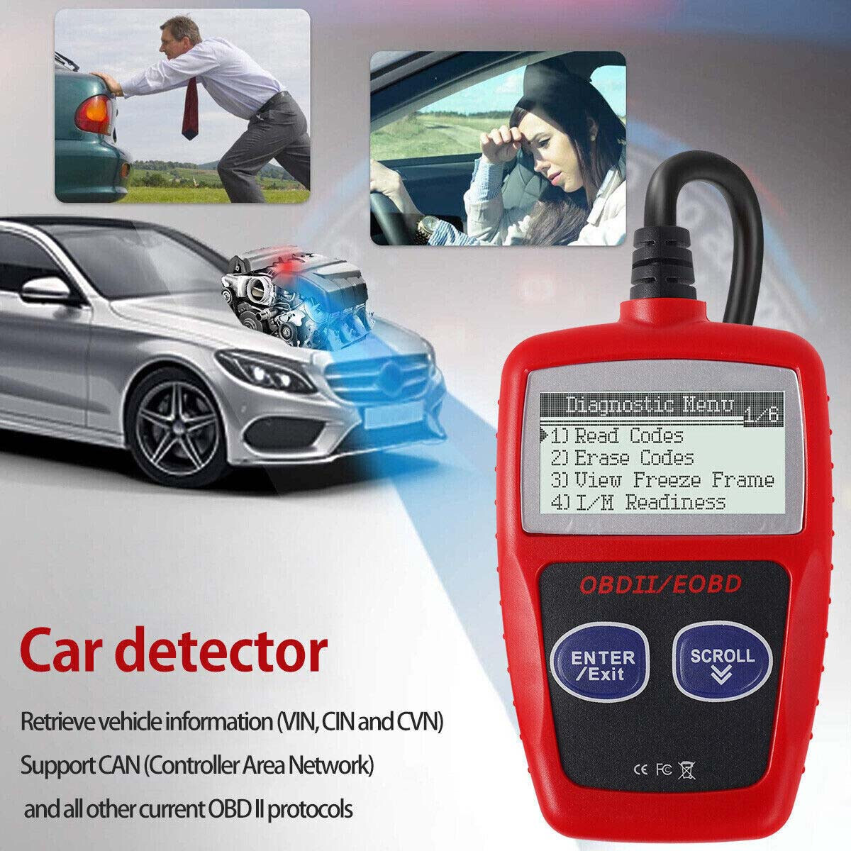 Automotive OBD Code Reader OBD2 Scanner Car Check Engine Fault ...