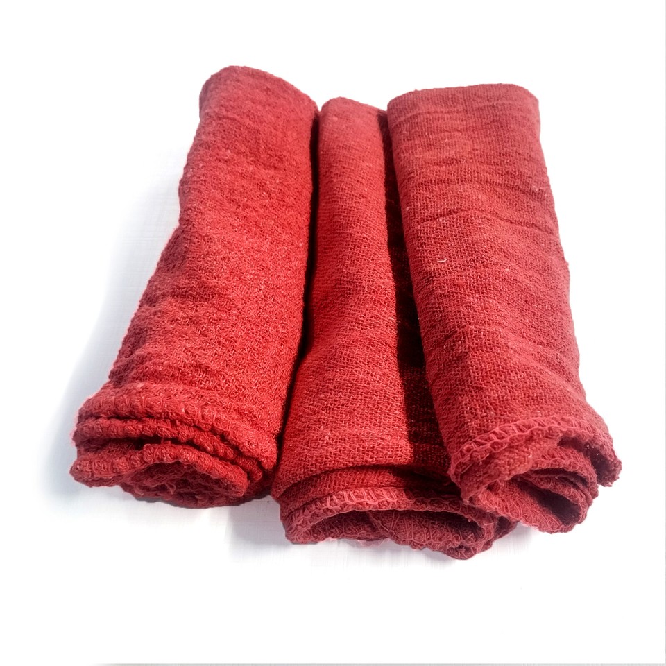 Premium Red Shop Towels For Cleaning - 13 x 14 inch Multipurpose ...