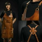 Brown Leather Butcher Back Strap 100% Real Woodwork Decent Cow Apron | eBay