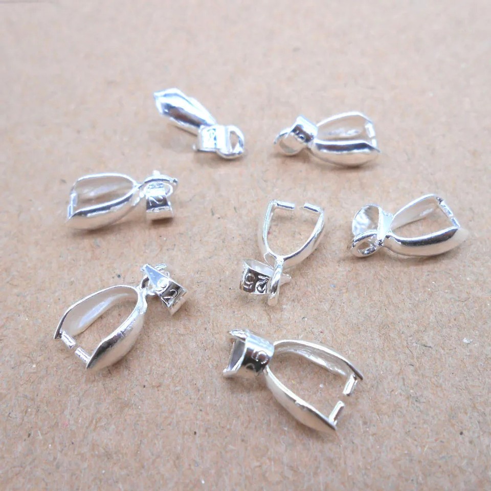 10pc 925 Sterling Silver Bail Connector Pinch Clasp Pendant DIY Jewelry ...
