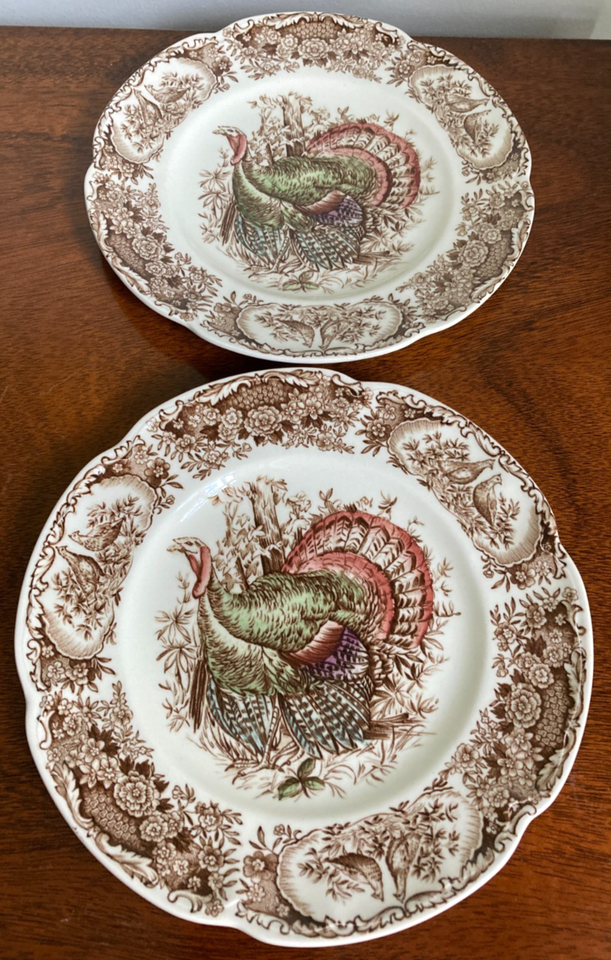 Johnson Brothers Wild Turkeys Native American 8" Salad Plates - Set of ...