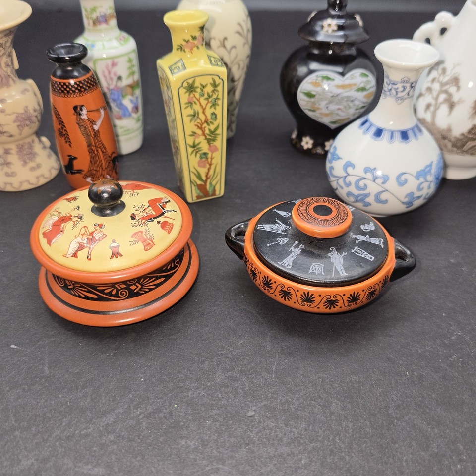 Vintage Lot Of 10 Ceramic/Stoneware Miniature Vases & Pitchers 3" to 3. ...