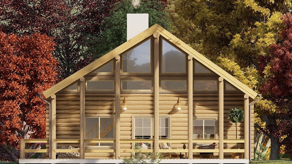 LOG CABIN HOME shell kit logs 1950 sq ft 32' by 50' with loft | eBay