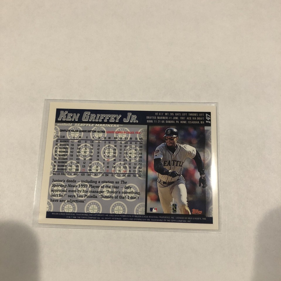 1998 Topps Silver Opening Day Griffey Jr card 147 | eBay
