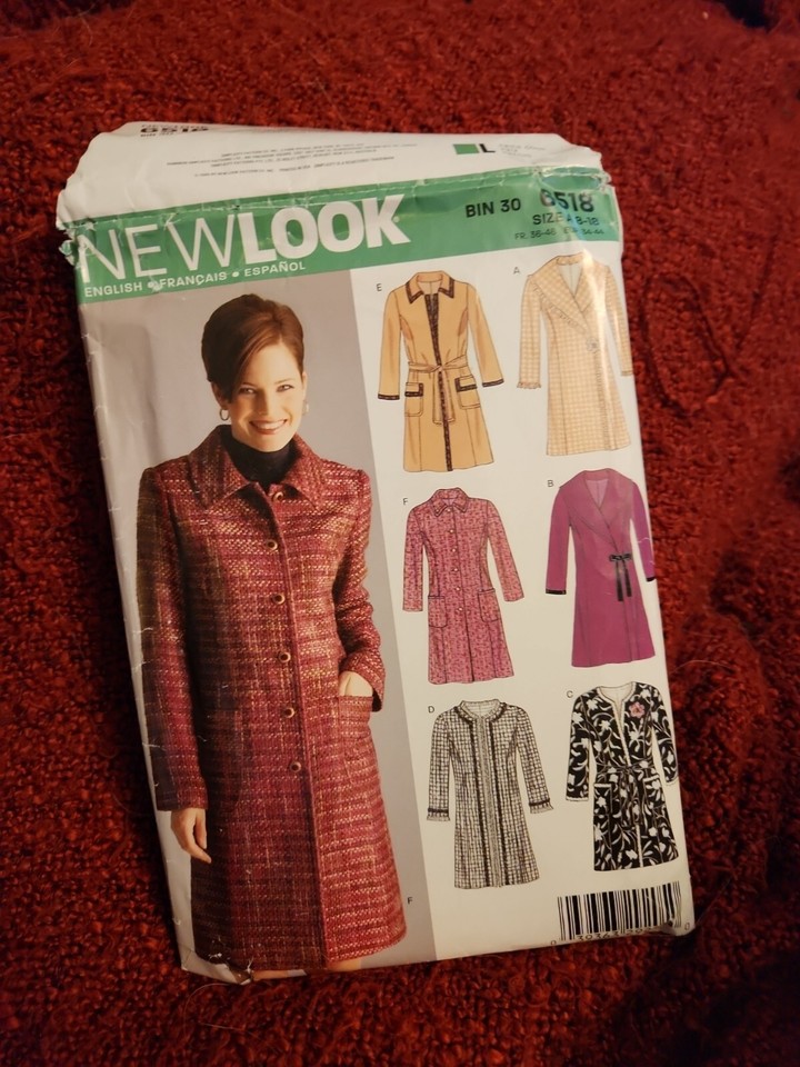 New Look Sewing Pattern 6518 Coat Jacket Misses Size 8-18 | eBay