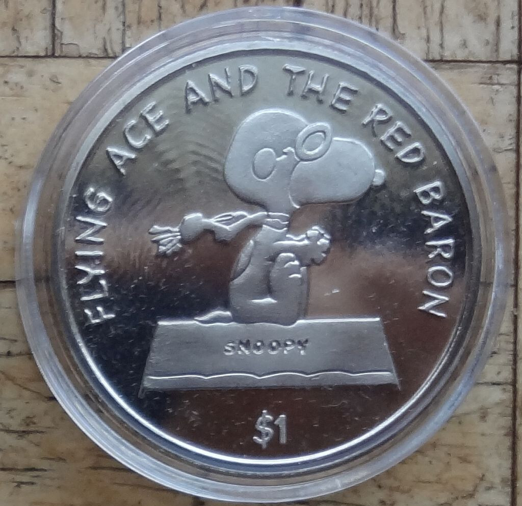 2001 Niue $1 Dollar Flying Ace And The Red Baron (Snoopy) - Copper ...