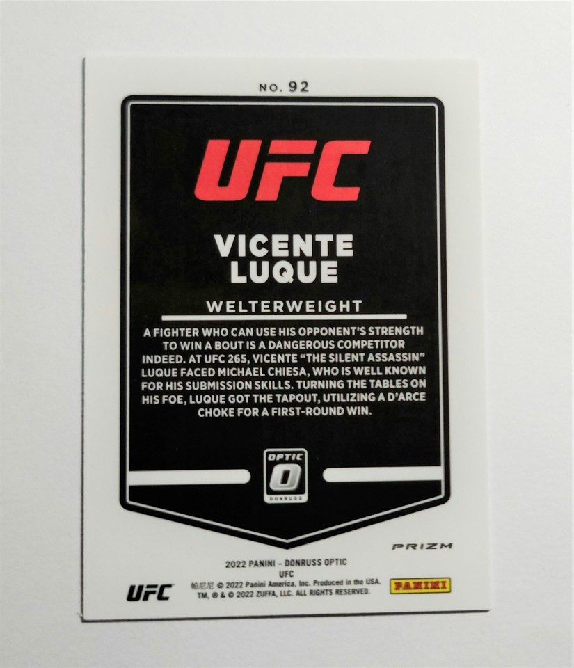 Vicente Luque 2022 Panini Donruss Optic UFC #92 Holo Welterweight | eBay