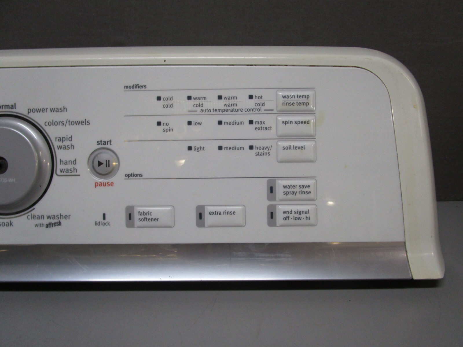 Maytag Bravos MCT Washer Control Panel, White (NO BOARD) W10110212 ASMN ...