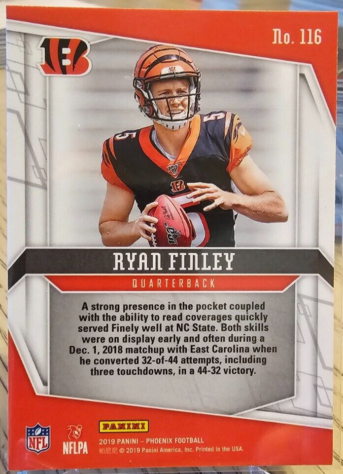 2019 Panini Phoenix Ryan Finley RC #116 Cincinnati Bengals | eBay