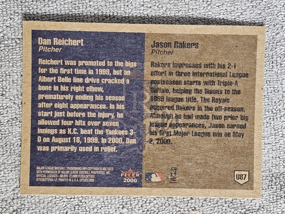 2000 Fleer Tradition Update Team Rookies Dan Reichert Jason Rakers #U87 ...