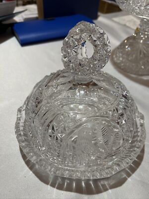 Vintage Hofbauer Byrdes Crystal Bird Domed Lidded Cheese Butter Dish ...