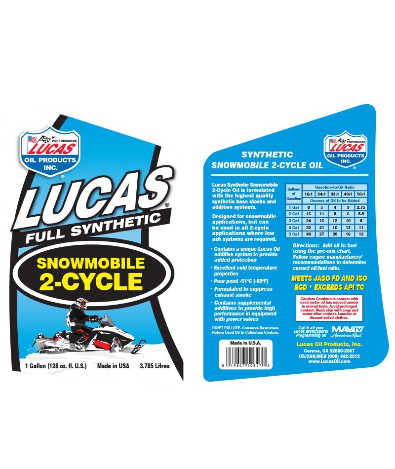 Lucas Full Synthetic 2-Cycle Snowmobile Oil 1 Gallon Jug Set of 4 10847 ...