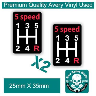 2 X GEAR SHIFT PATTERN FIVE 5 SPEED STICKER DECAL Manual Gearbox DEFECT ...