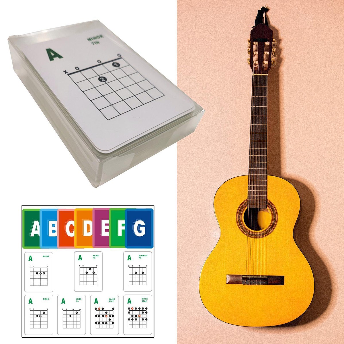Guitar Chord Flashcards 56-Piece & Chart - Learn Acoustic Electric ...