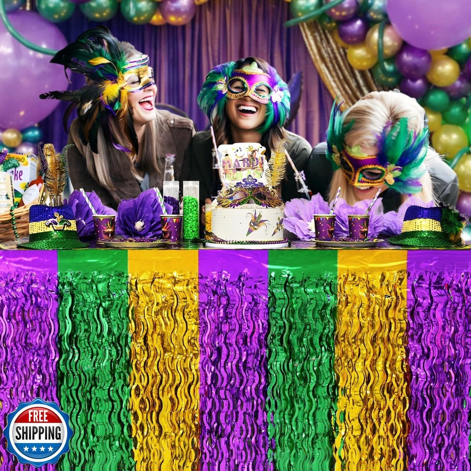 Mega-L Mardi Gras Party Decorations, 2 Pack Purple Green Gold Tab | eBay
