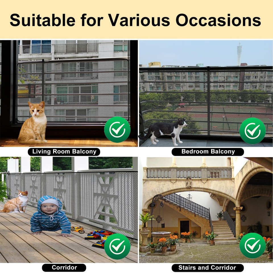 Banister Guard-15ft X 3ft Thick Balcony Safety Net for Kids Pet Balcony ...