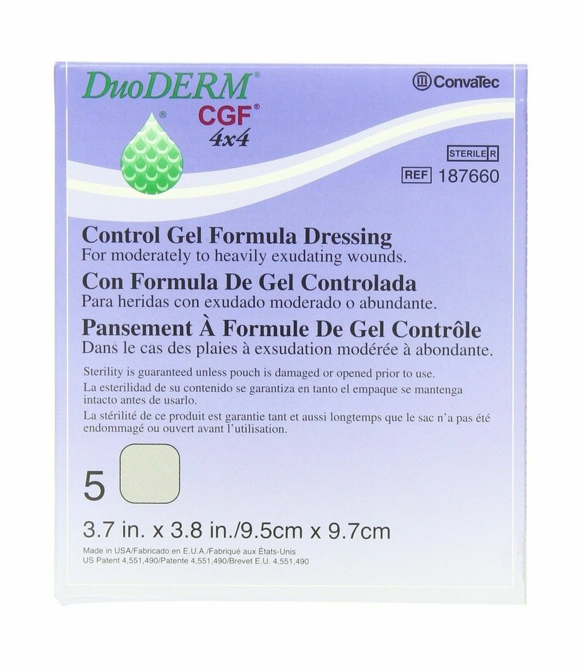 Convatec Duoderm CGF Wound Dressing 5 Count 4x4 10cm x 10cm 1 package ...