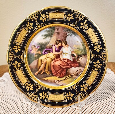 Royal Vienna Porcelain Plate "Jupiter m. Calista" HP Raised Gold ...