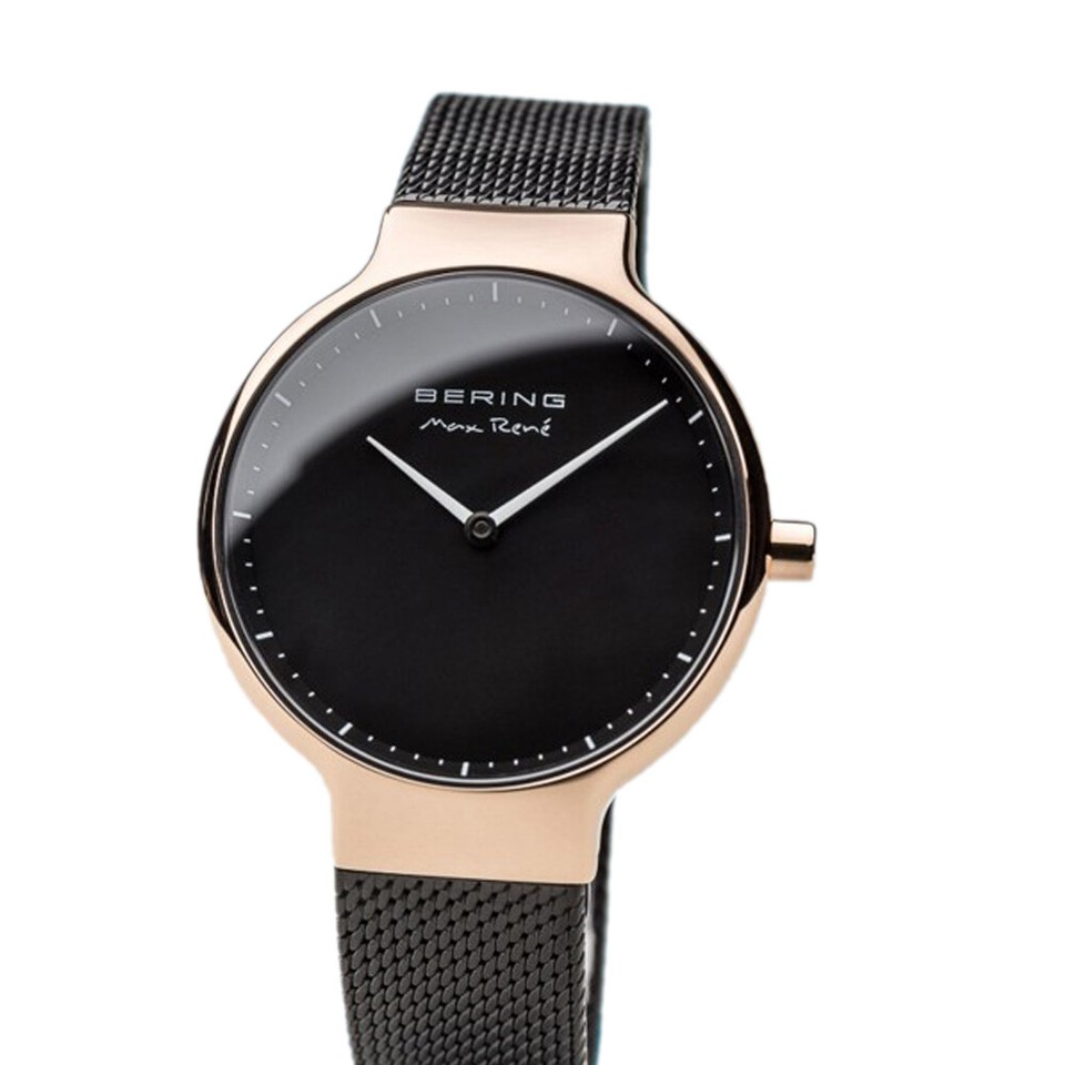 Bering Time Max René Rosegold Stainless Steel, Black Dial Women Watch ...