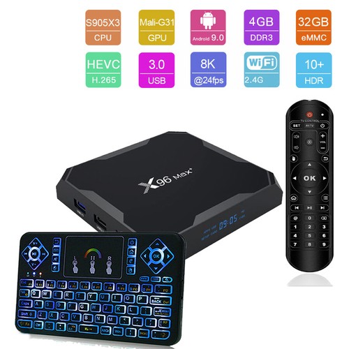 8K HDR 64-bit X96 Max+ Plus S905X3 32GB Android Dual WiFi Smart TV Box ...