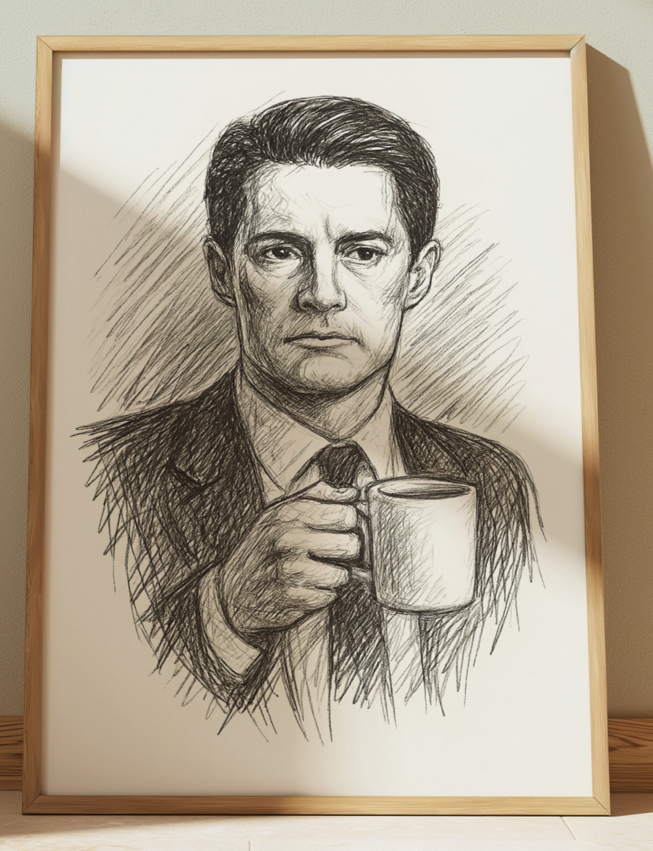 DALE COOPER TWIN PEAKS DRAWING PRINT PORTRAIT SKETCH 8" x 10" WALL ART ...