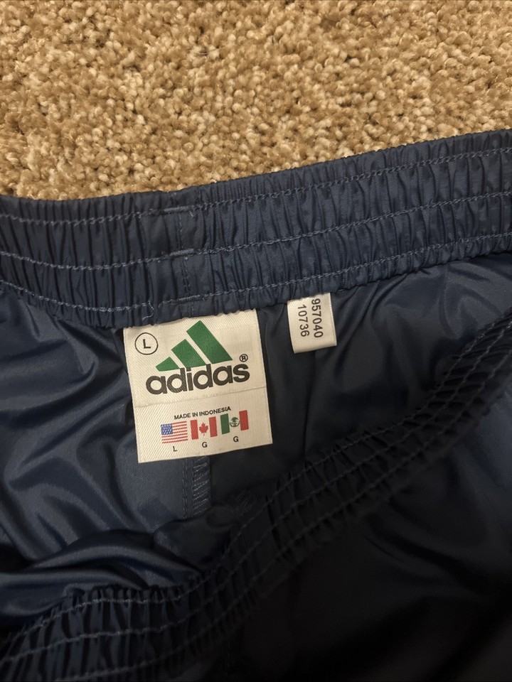 Navy Blue And White Vintage Adidas Nylon Shorts Size Large Kids | eBay