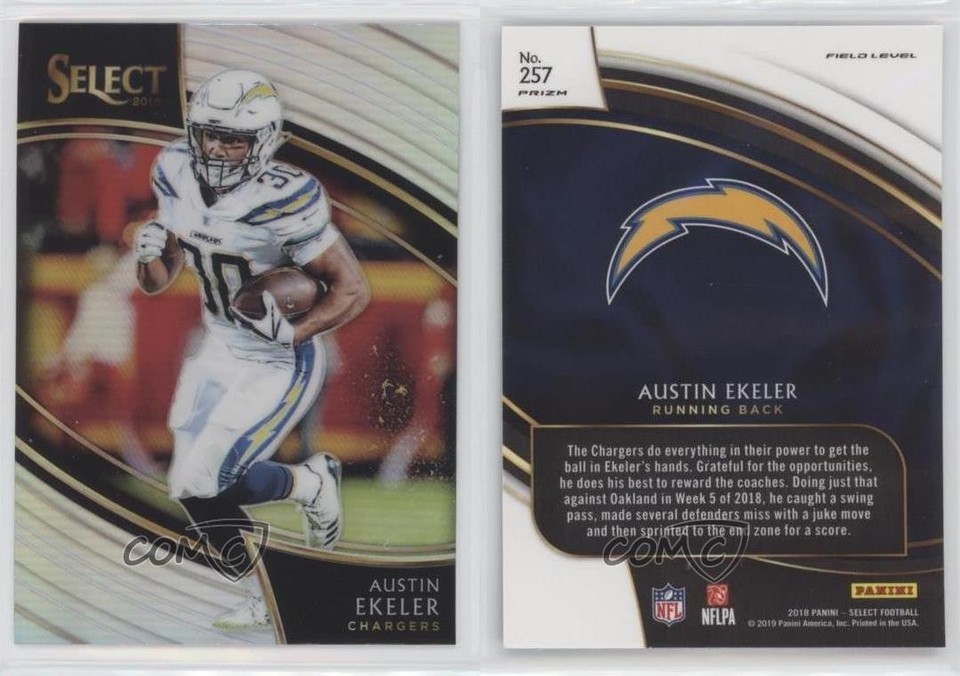 2018 Panini Select Field Level Silver Prizm Austin Ekeler #257 0a6 ...