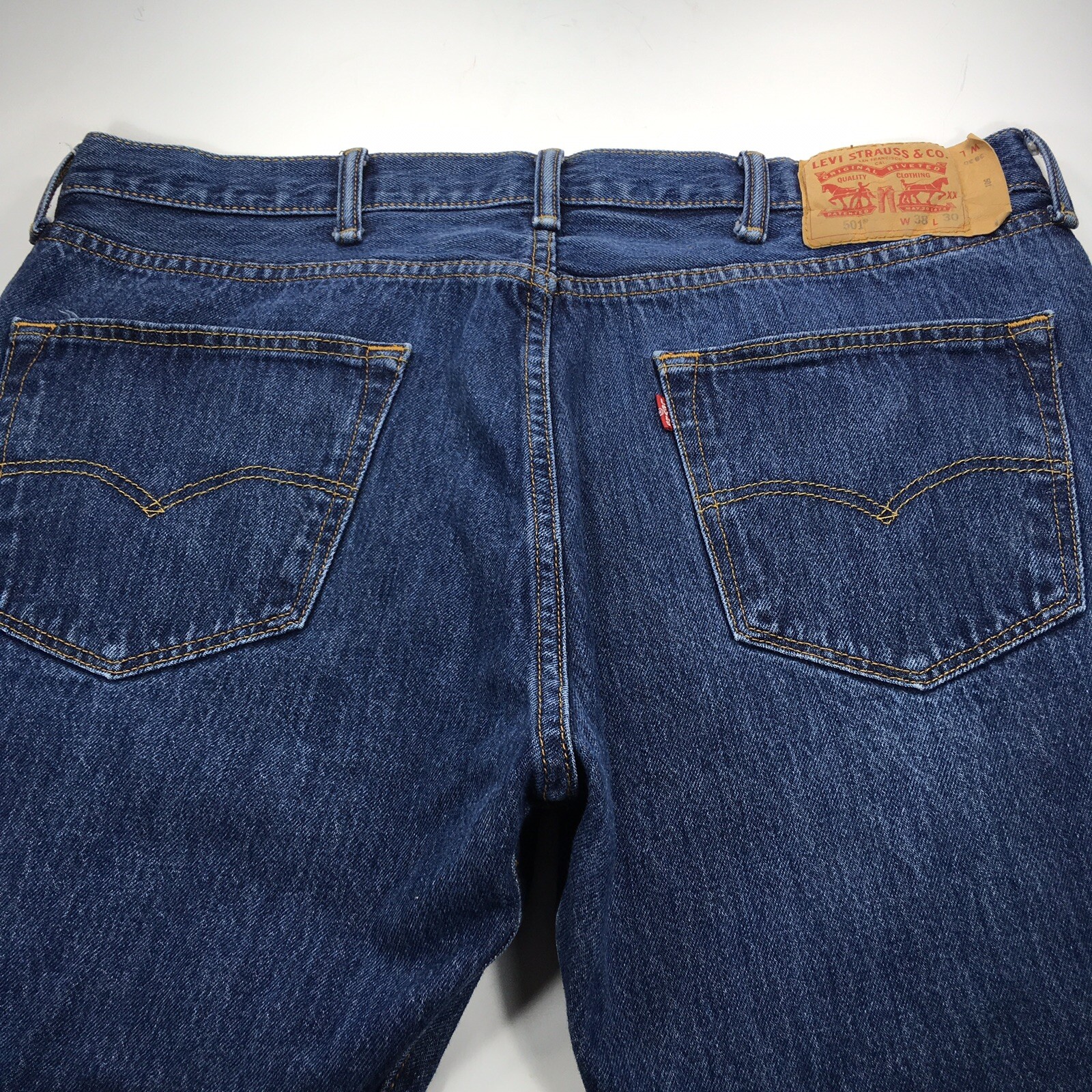 Levis 501 Mens Jeans Original Button Fly Blue 38x30 D… - Gem