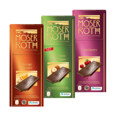 MOSER ROTH dark Chocolate 3 Different sorts, Orange Almond,Cranberry ...