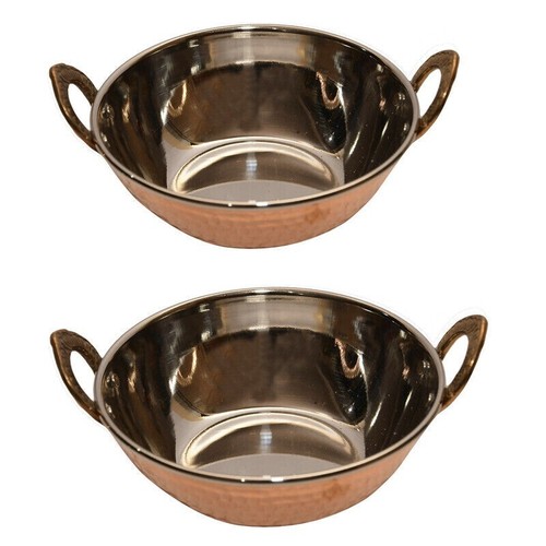 Pure Copper Steel Kadai Dish Serving Bowl Tableware Katori Wok 6x2.3 ...