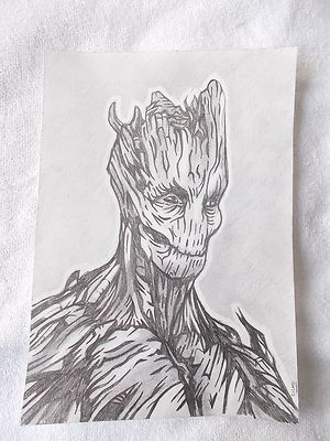 A4 Art Graphite Pencil Sketch Drawing Groot from Guardians of the ...