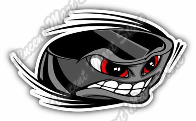 Ice Hockey Puck Face Stick Angry Sport NHL Car Bumper Vinyl Sticker ...