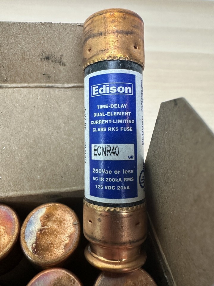 Qty 10 In Box - Edison ECNR40 40A 250VAC/125VDC B44 Cartridge Fuse -NEW ...