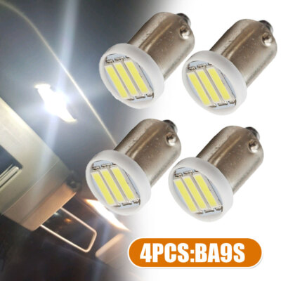 4x 12V White BA9S T4W 7020 3 SMD LED Light Car Backup Reserve Door Bulb ...