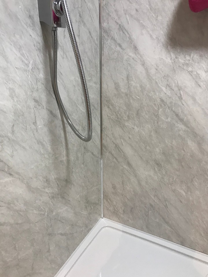 Light Grey Marble 1000mm Wide Shower Panel 1m x 2.4m PVC Shower Wall ...