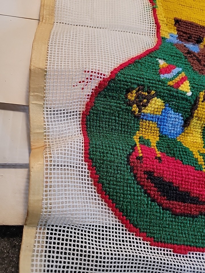 Preworked Needlepoint Canvas Santa Christmas Stocking Petit Point 18065 ...