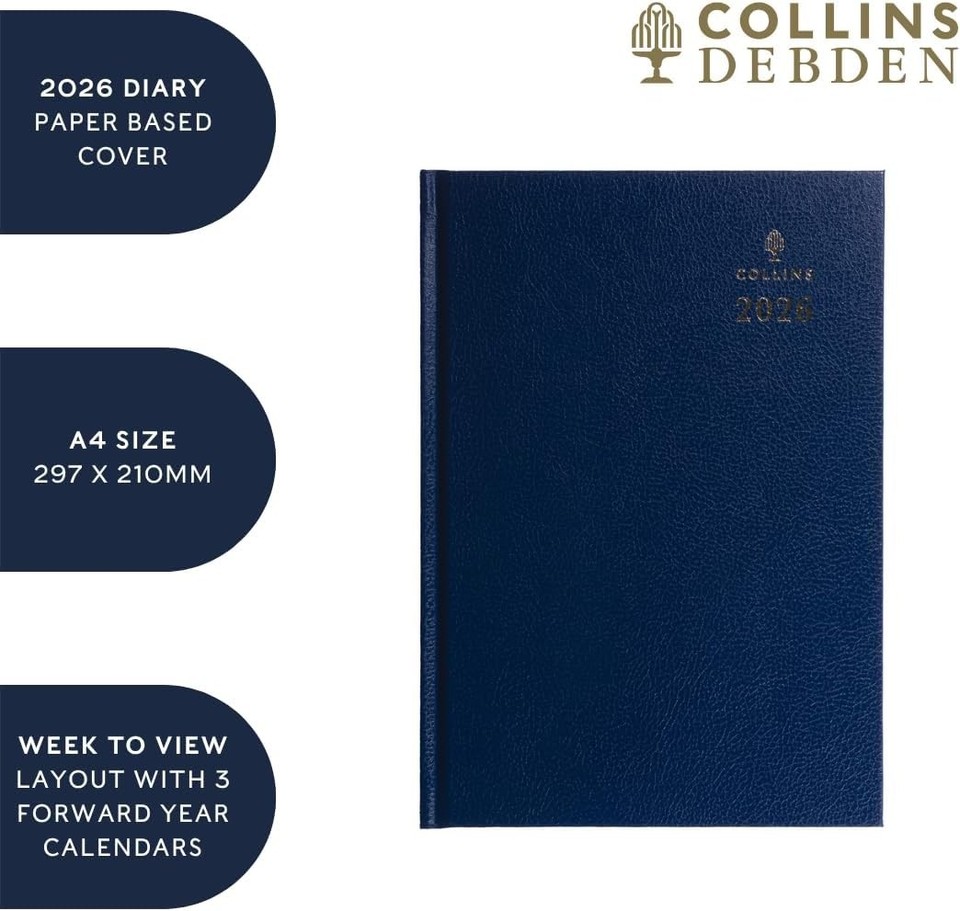 Collins - Desk - 2026 12 Month Calendar Year Planner, Week-To-View ...