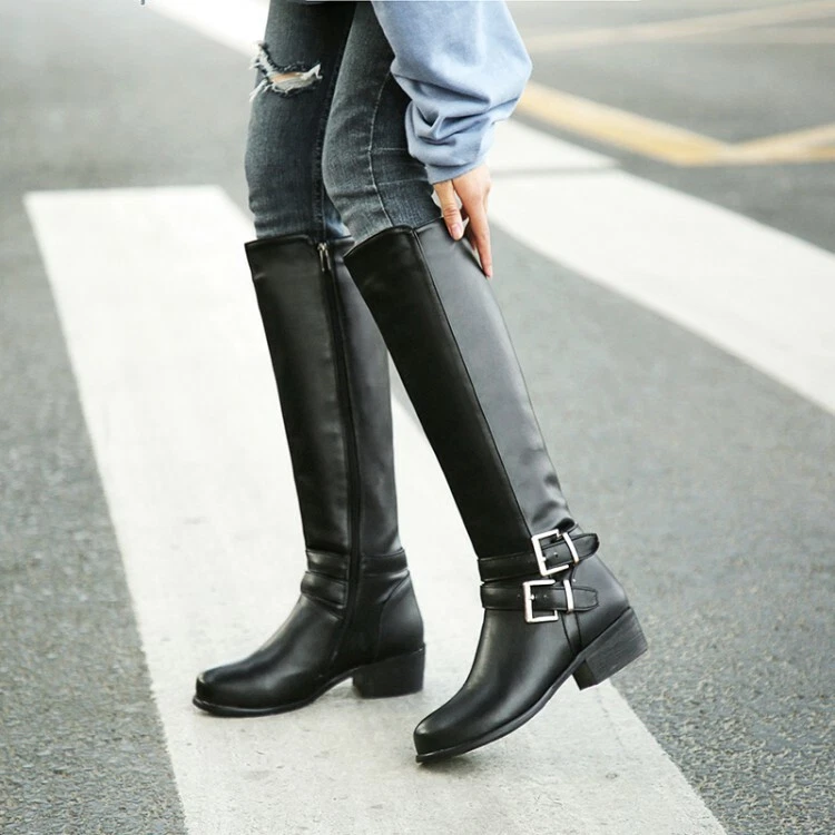 Black High Boots No Heel