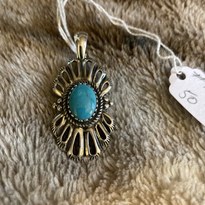 Silver Necklace Pendant With Turquoise | eBay