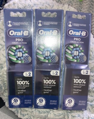 Oral B 3 X Pro Cross Action Replacement Heads 2 Pack Black (6 Heads In ...