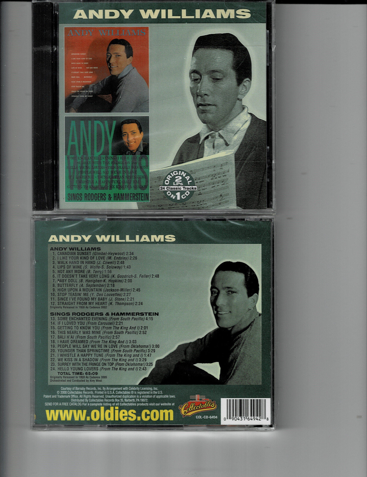 ANDY WILLIAMS - ANDY WILLIAMS/SINGS RODGERS & HAMMERSTEIN (CD) NEW*24 ...