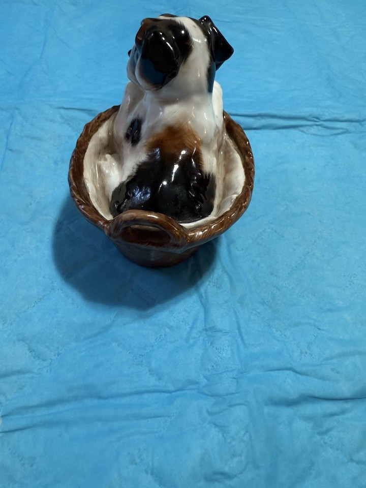 Vintage Royal Doulton, Terrier Puppy Sitting In A Basket. Made In ...