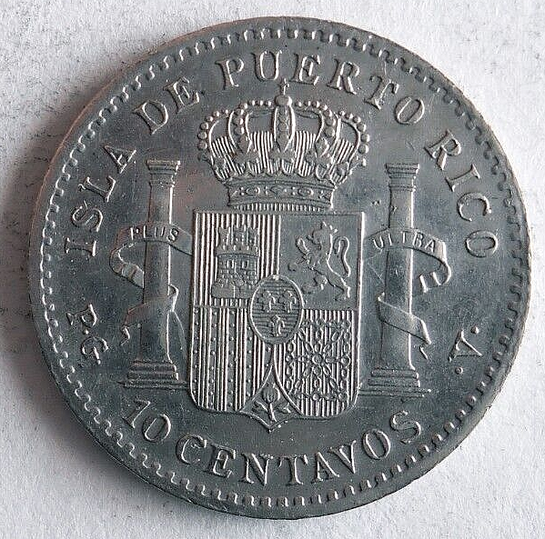 1896 PUERTO RICO 10 CENTAVOS - AU/UNC - Rare Silver Coin - High Value ...