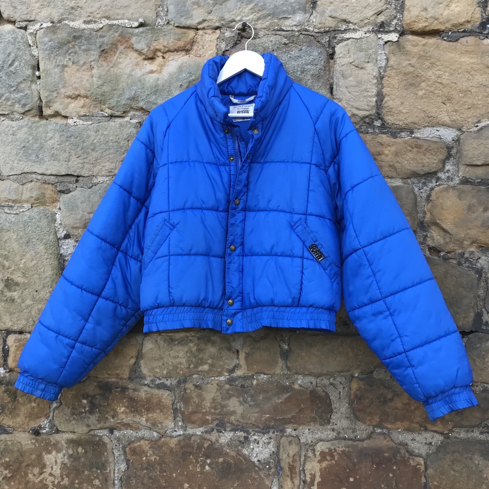 Vintage Cropped Puffer Jacket In Cobalt Blue By Puffa… - Gem