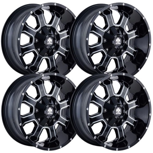 (Set-4) Mayhem Fierce 17x9 5x114.3/5x127 -12mm Black Milled Wheels Rims ...
