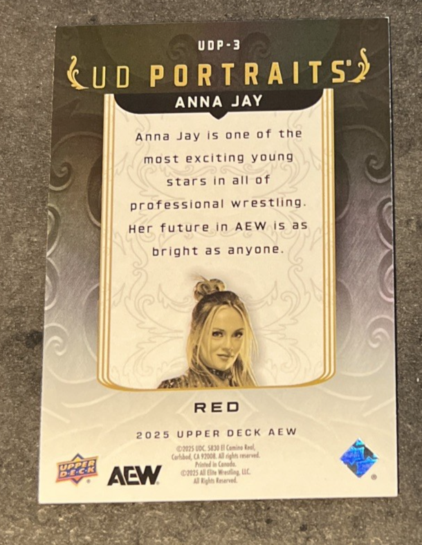 AEW 2025 UPPER DECK Anna Jay *UD PORTRAITS/RED* Card Look | eBay