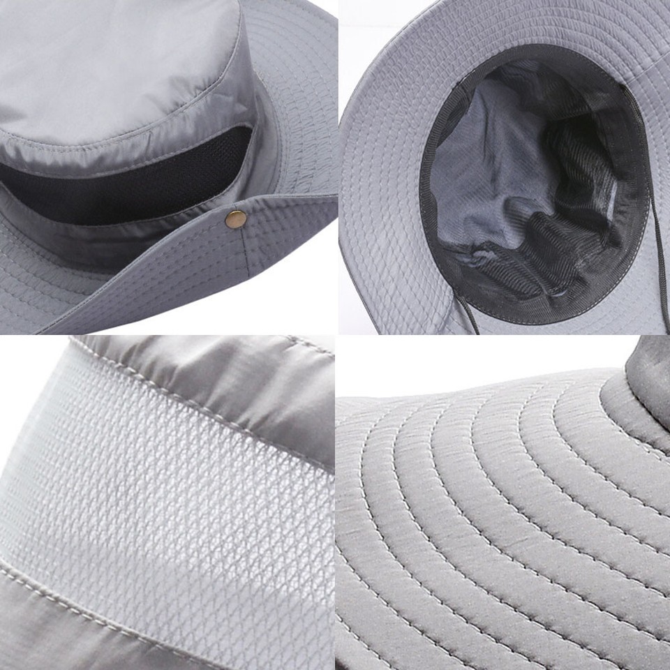 Wide Brim Sun Hat UV Protection Bucket Cap for Hiking Camping Fishing ...