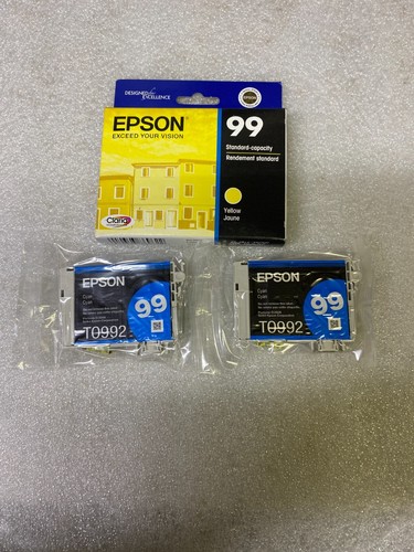 Genuine Epson 99 Ink Cartridge lot of 3. 2-Cyan, 1-Yellow New Sealed | eBay