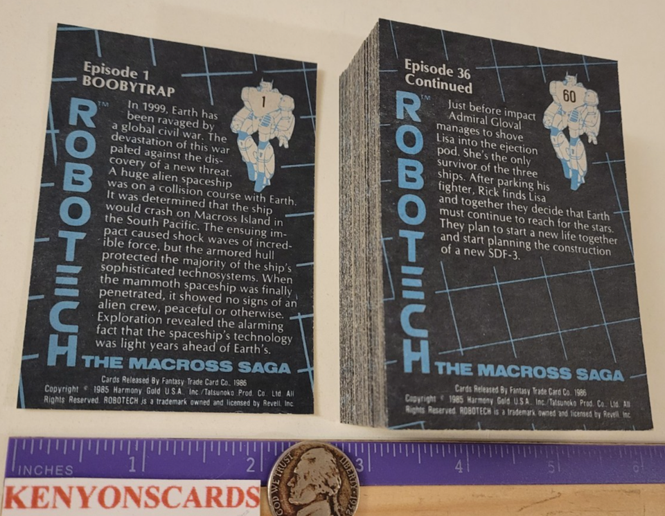 1986 ROBOTECH MACROSS SAGA Nice COMPLETE CARD SET 60 NM/MT Harmony Gold ...